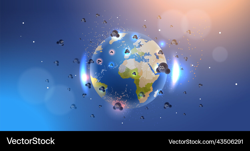 Co2 around earth globe carbon dioxide gas emission