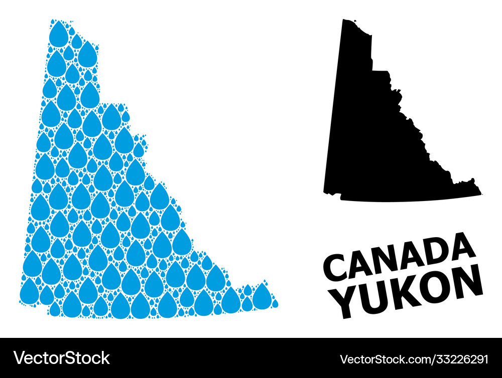Collage map yukon province water Royalty Free Vector Image
