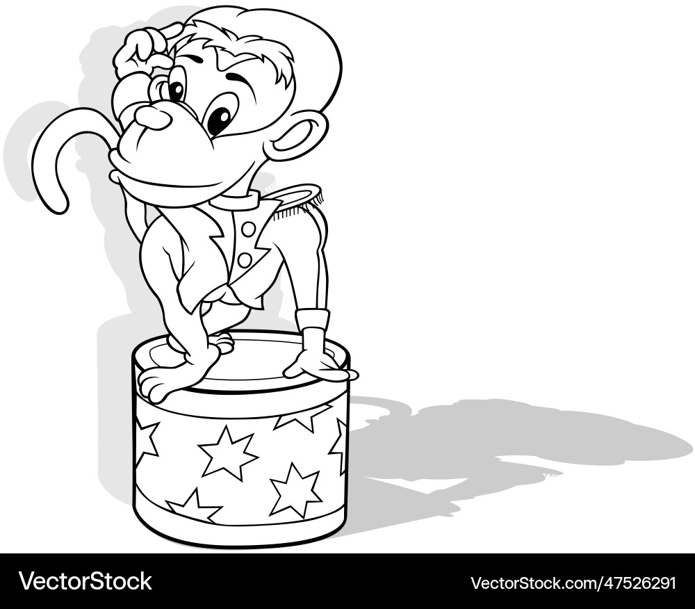 Drawing of a circus monkey in uniform Royalty Free Vector