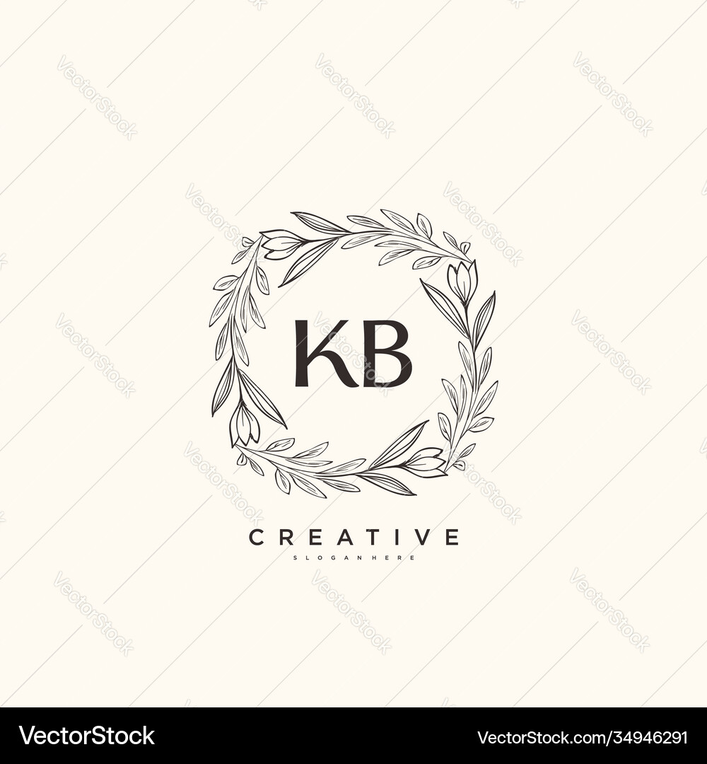 Kb beauty initial logo art handwriting logo Vector Image