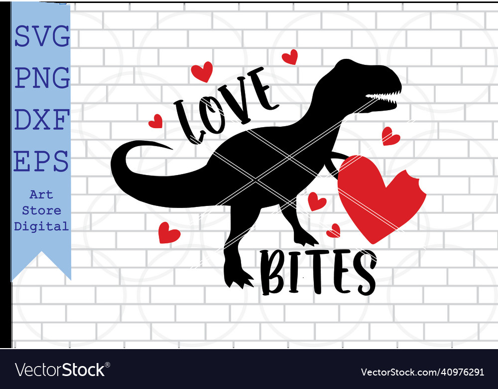 Love bites dinosaur valentine Royalty Free Vector Image