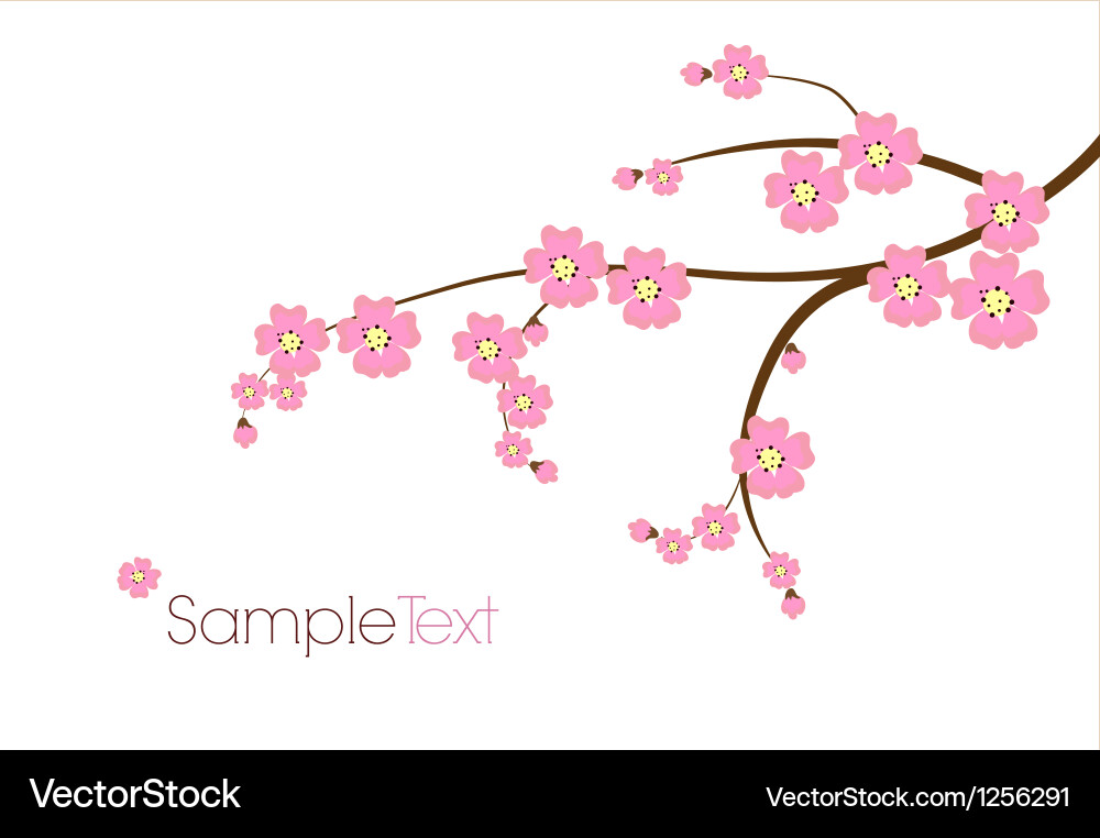 Postcard with japanese branch Royalty Free Vector Image