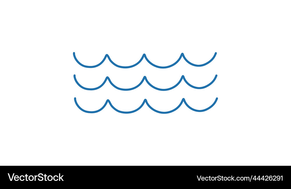 Sea wave doodle ocean curl waves marine Royalty Free Vector
