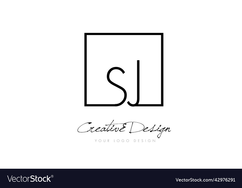 Sj square frame letter logo design with black Vector Image