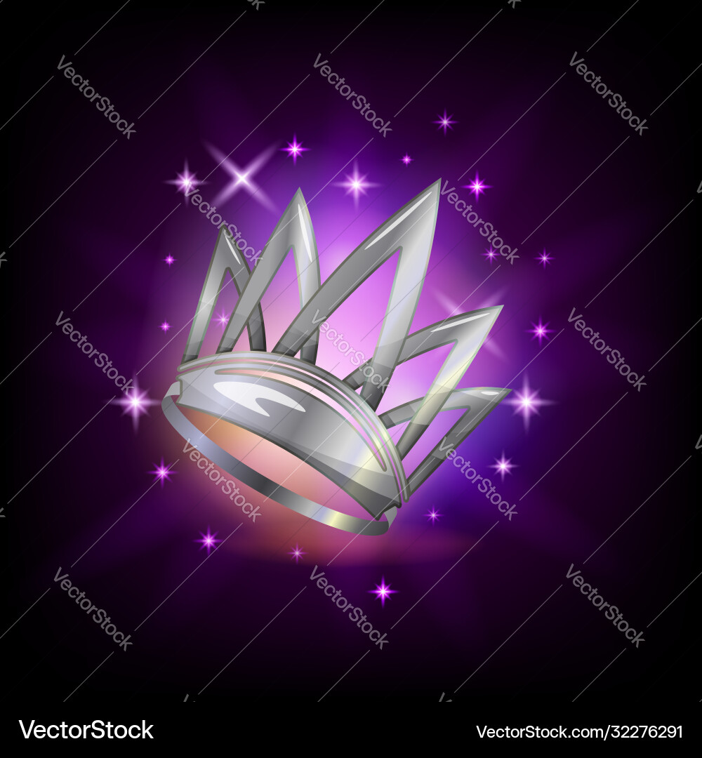 Sparkly silver crown icon for video game or mobile
