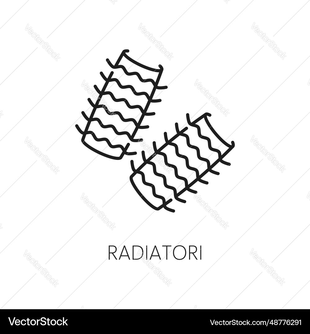 Squat pasta shapes small radiatori outline Vector Image