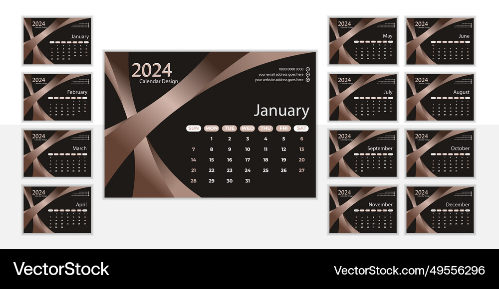 Abstract desk calendar design template 2024 Vector Image