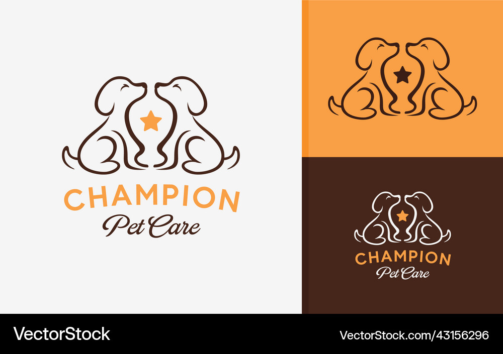 Champion pet care logo design Royalty Free Vector Image
