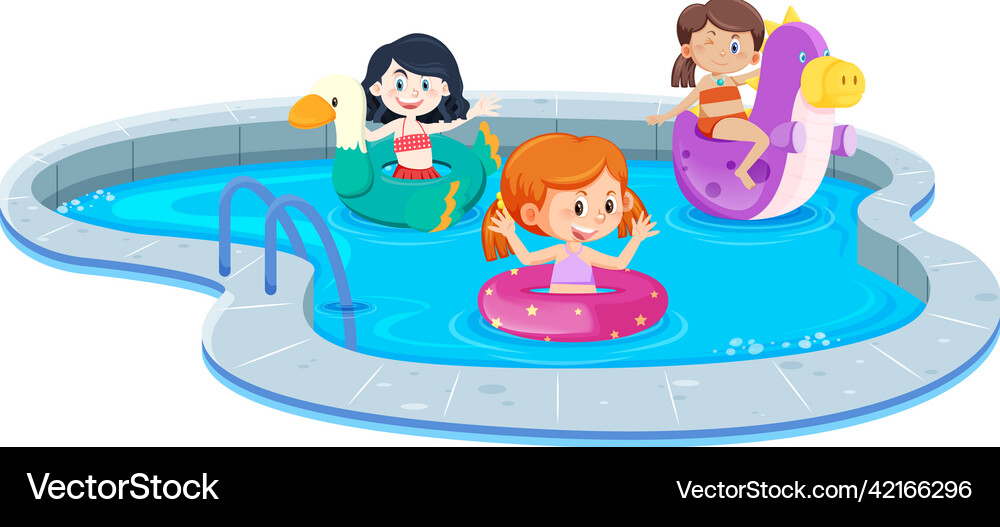 Children in the pool on white background Vector Image