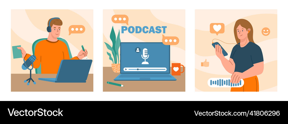 Concept of podcast Royalty Free Vector Image - VectorStock