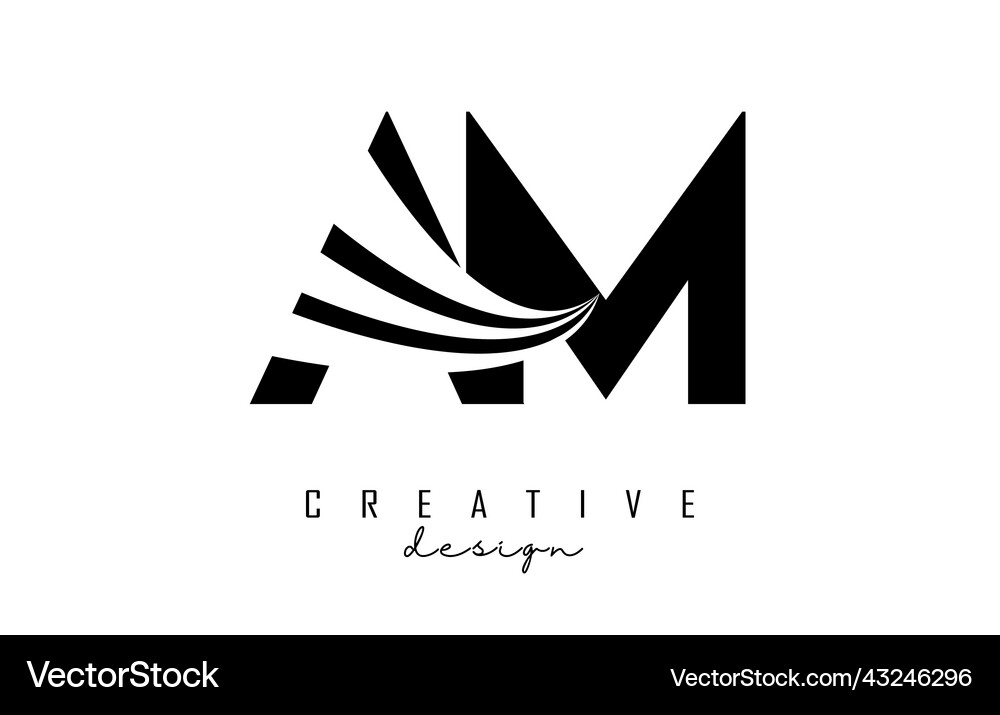 Creative black letters am a m logo with leading Vector Image