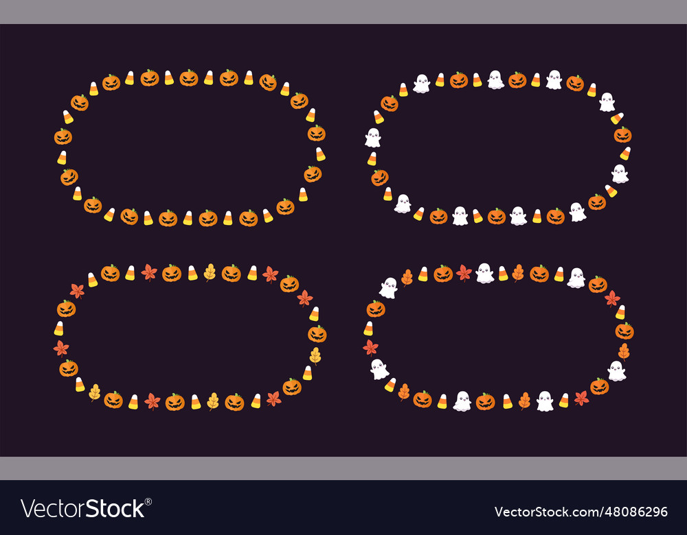 Cute halloween frame template set oval Royalty Free Vector