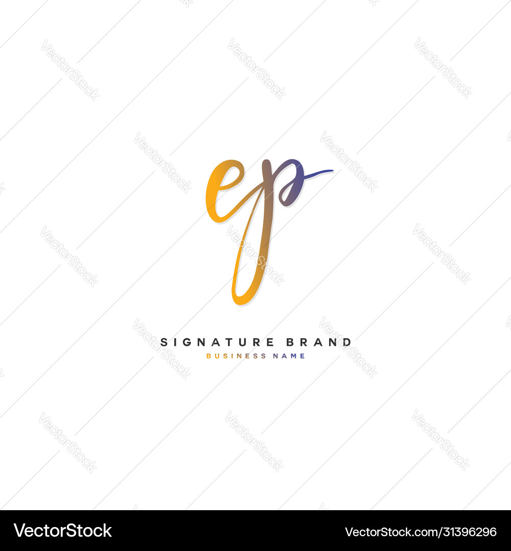 E p ep initial letter handwriting and signature Vector Image