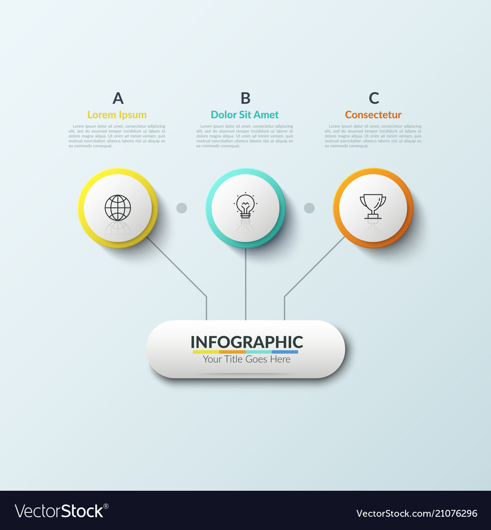 Flow chart main element connected lines with 3 Vector Image