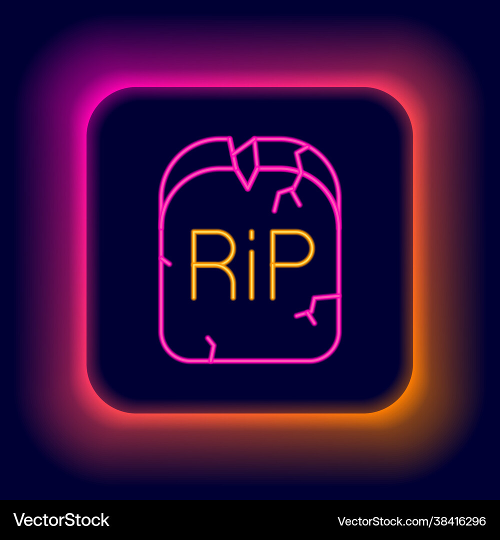 Glowing neon line tombstone with rip written Vector Image