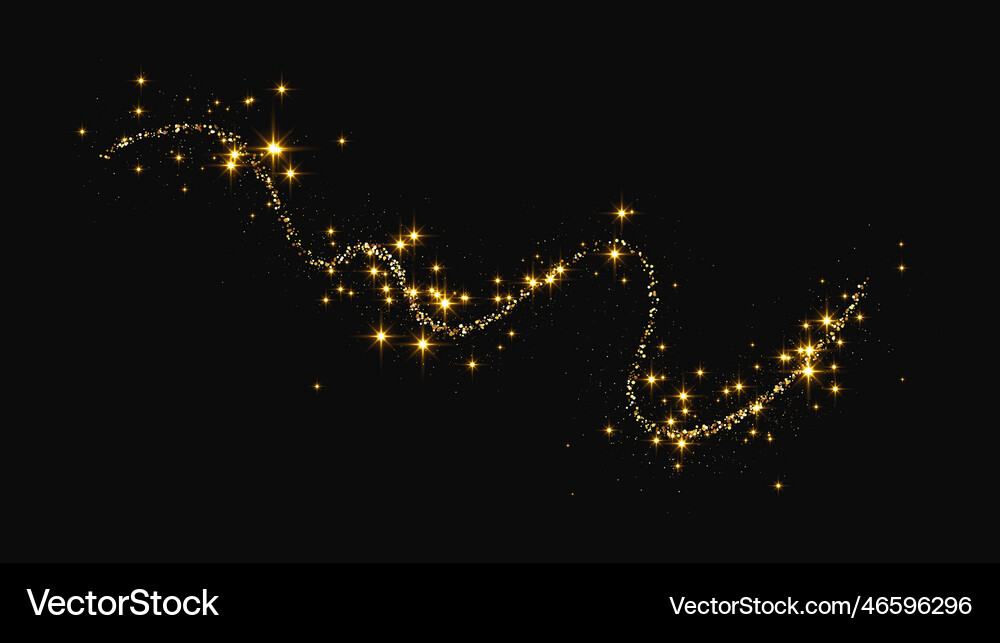 Gold glittering confetti wave and stardust Vector Image
