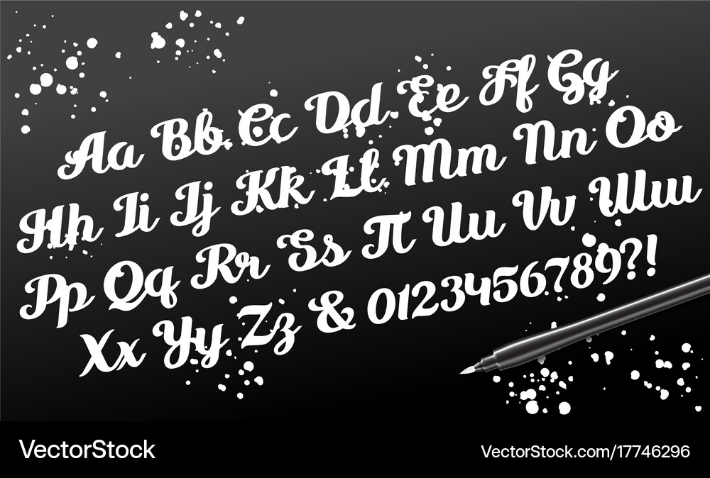 Hand drawn brushpen calligraphic alphabet Vector Image