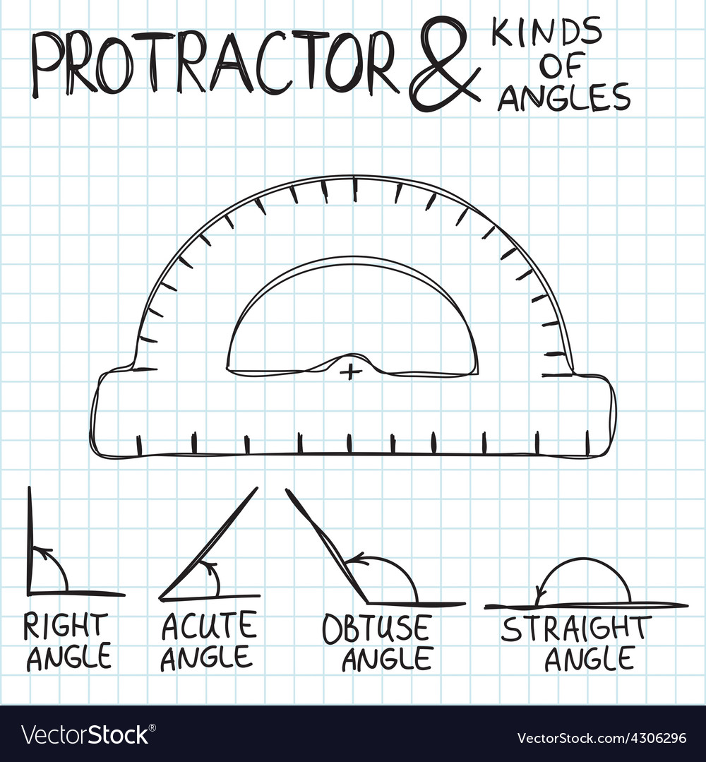 Hand-drawn protractor and angles Royalty Free Vector Image