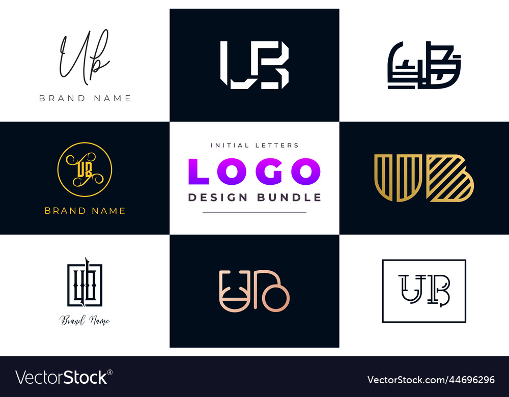 Initial letters ub logo design bundle Royalty Free Vector