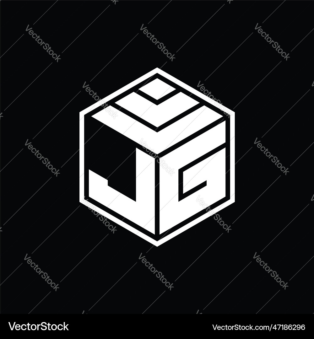 Jg logo monogram with hexagon geometric isolated Vector Image