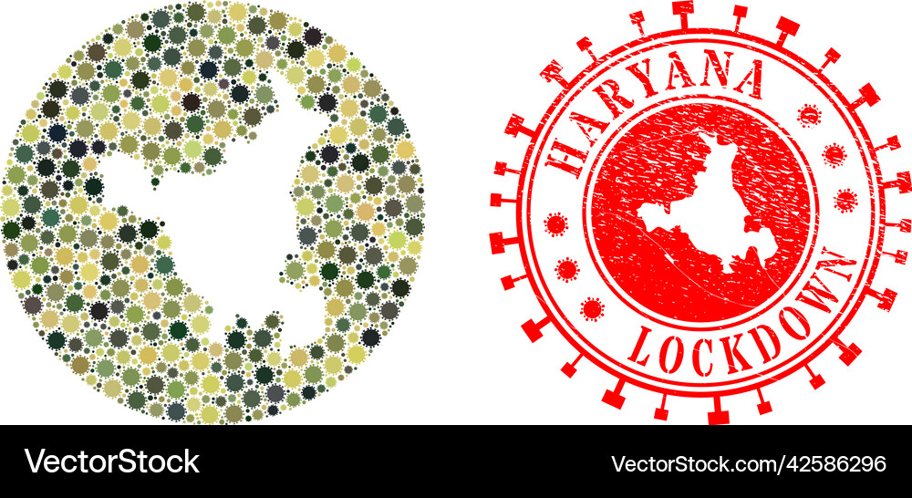 Lockdown scratched badge and covid infection Vector Image