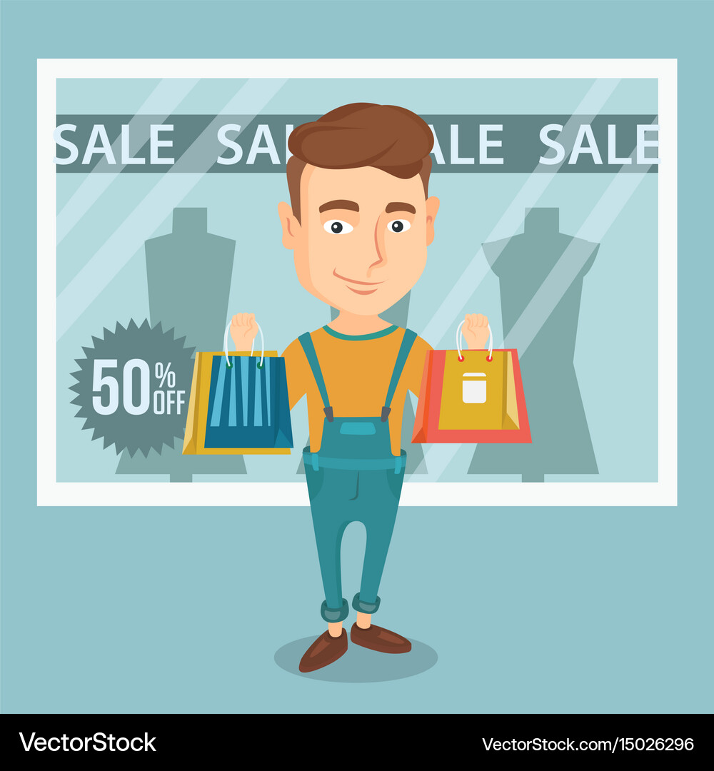 Man shopping on sale Royalty Free Vector Image