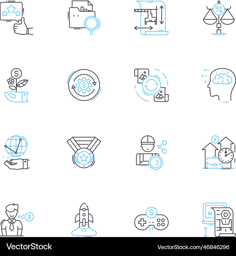 Management style linear icons set autocratic Vector Image