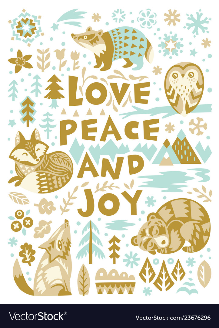 Scandinavian Woodland Greeting Card Royalty Free Vector