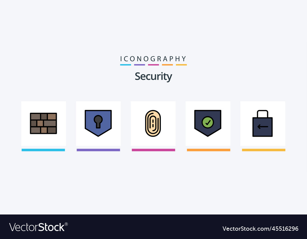 Security line filled 5 icon pack including Vector Image