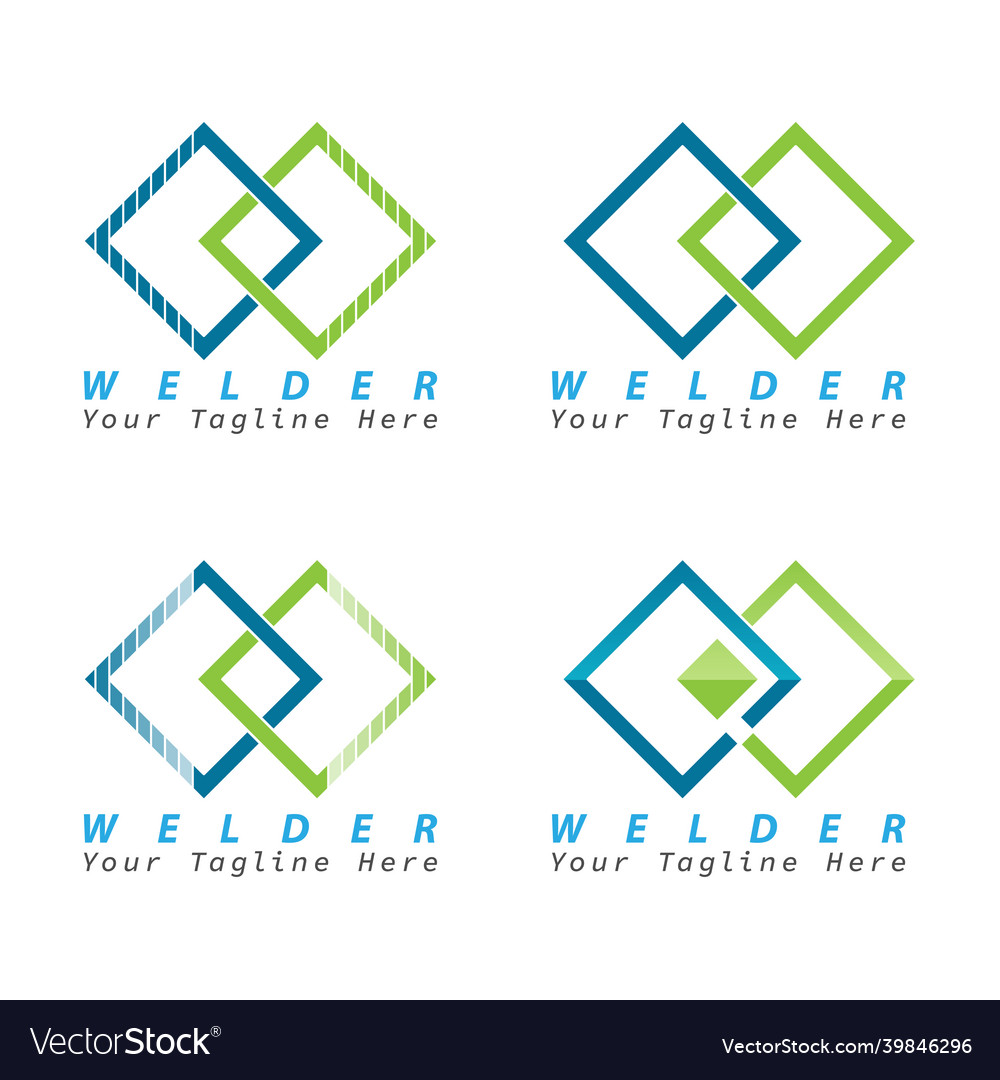 Square shape bended logo creative rectangle four Vector Image