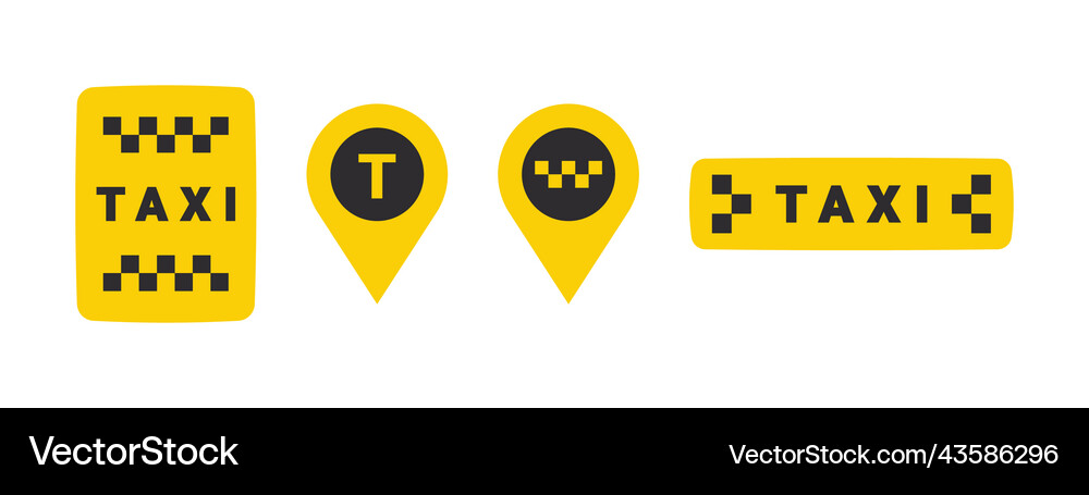Taxi cab service icons service elements Royalty Free Vector