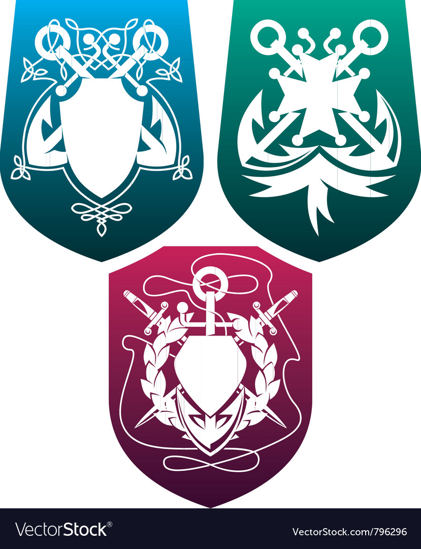 Three shields Royalty Free Vector Image - VectorStock