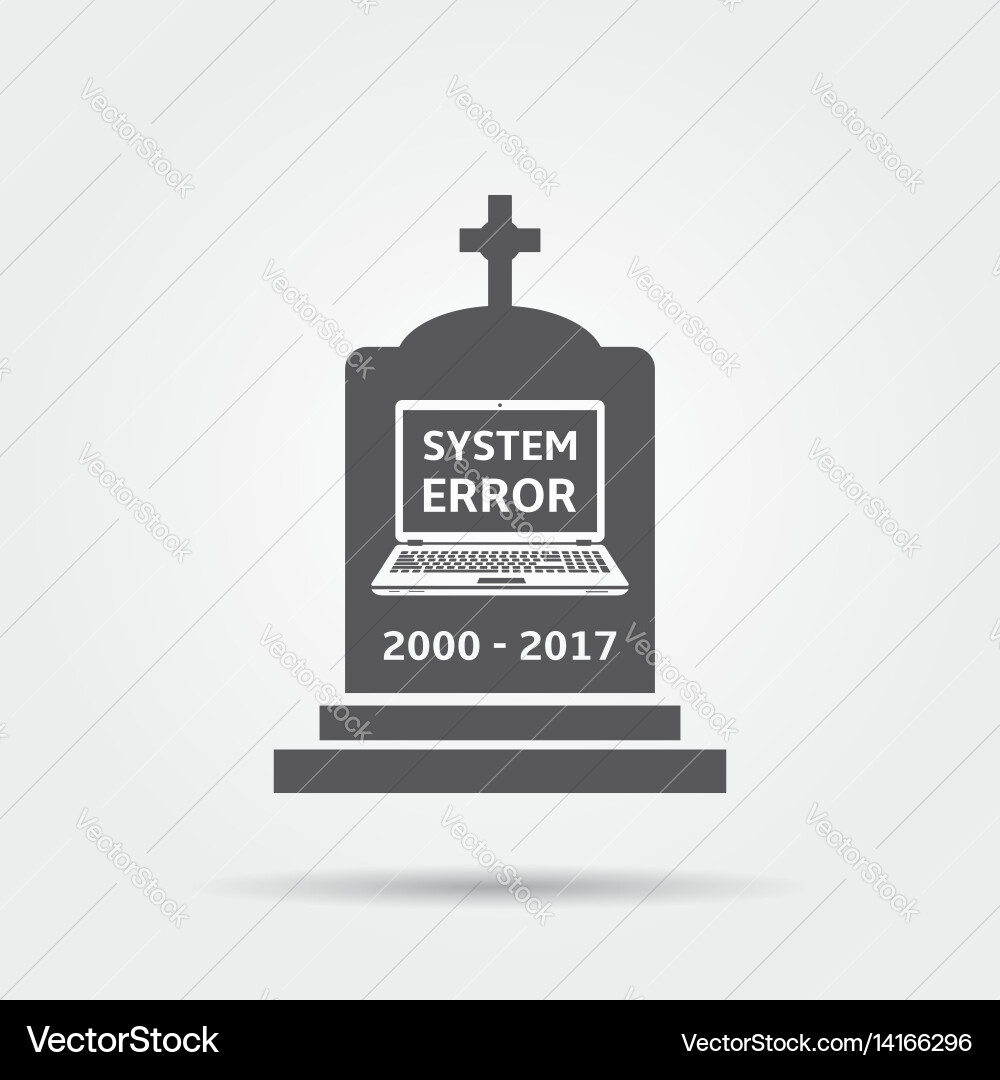 Tombstone for dead laptop - icon Royalty Free Vector Image