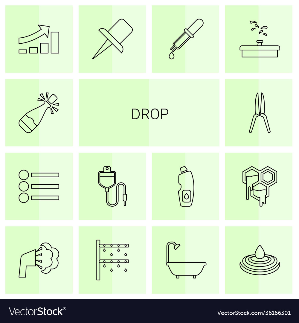 14 drop icons Royalty Free Vector Image - VectorStock