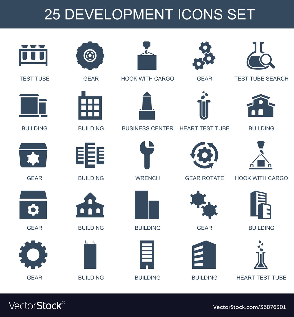 25 development icons Royalty Free Vector Image