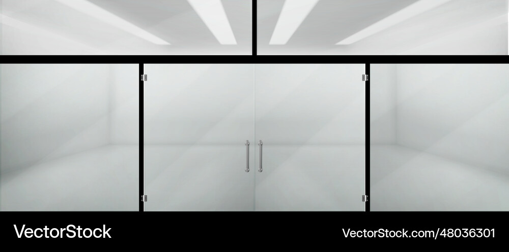 3d front glass window and door in store mockup Vector Image