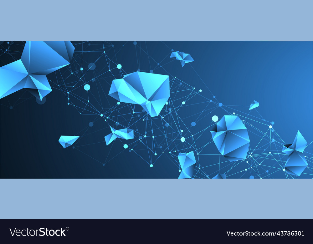 Connected Polygons Glowing Blue Plexus Background Vector Image