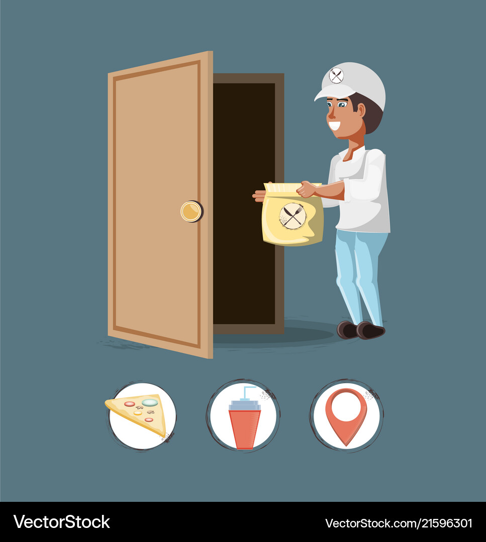 Courier delivery service with set icons icon Vector Image