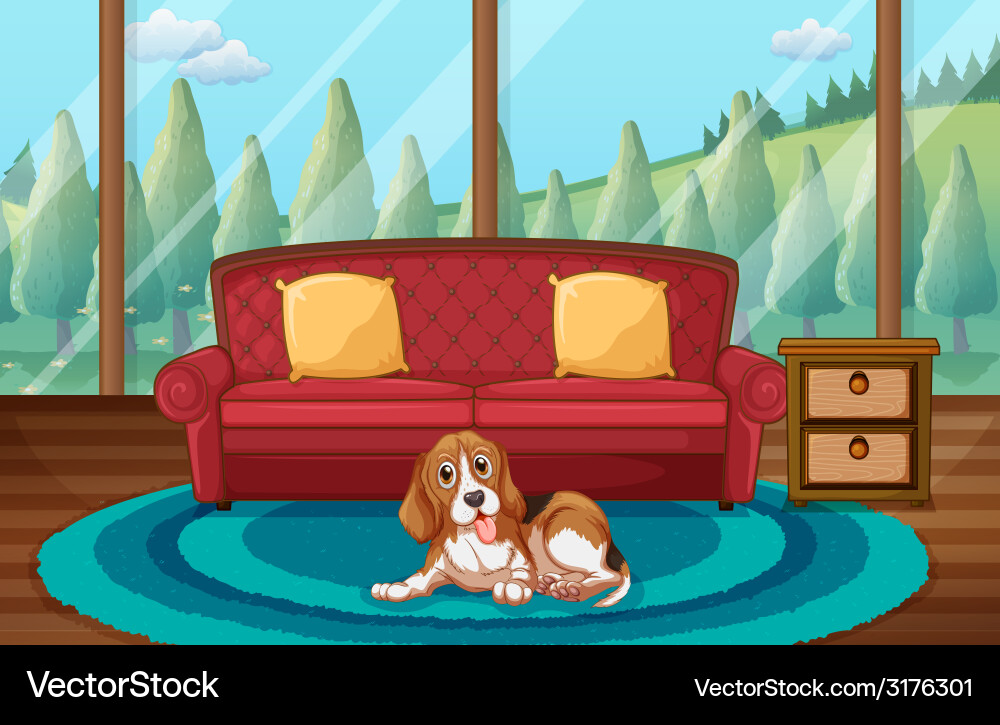 Dog and living room Royalty Free Vector Image - VectorStock