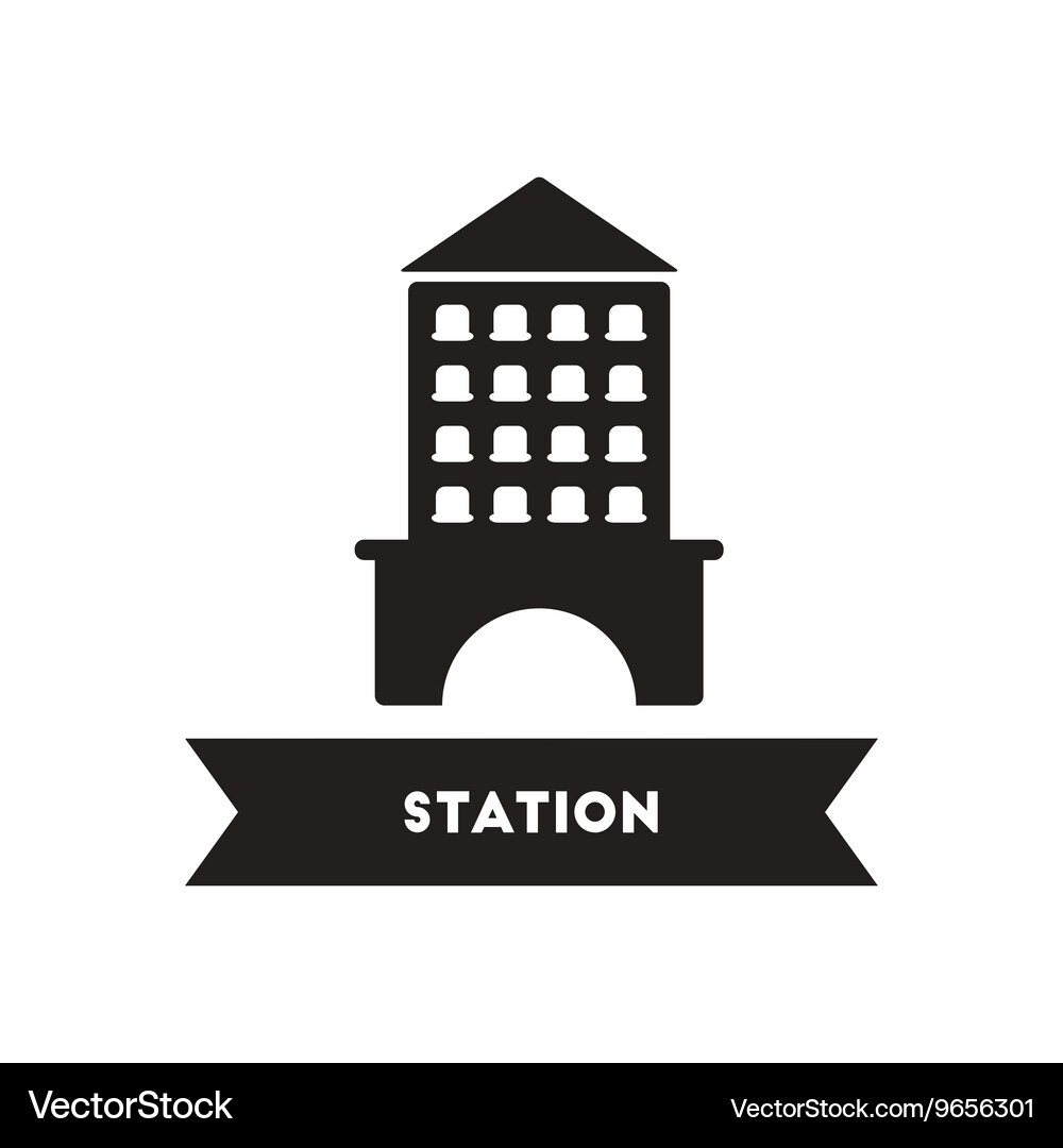 Flat icon in black and white style building Vector Image