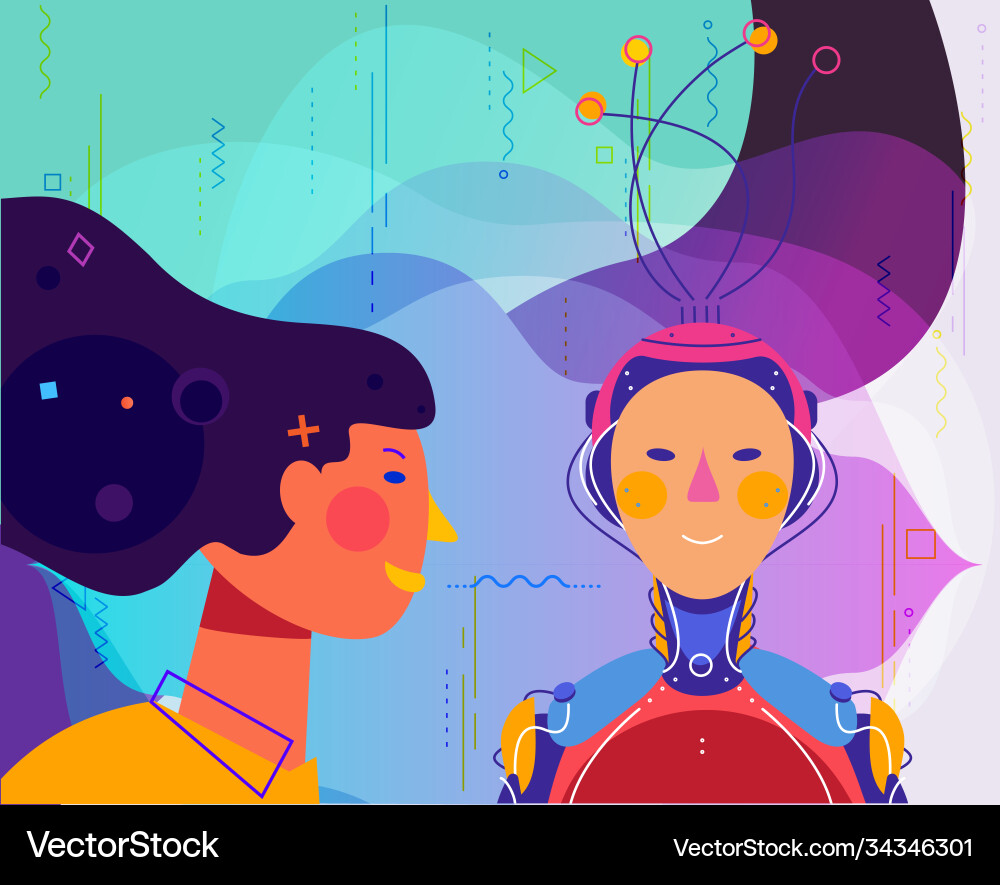 Human and robot concept trendy detailed isolated Vector Image