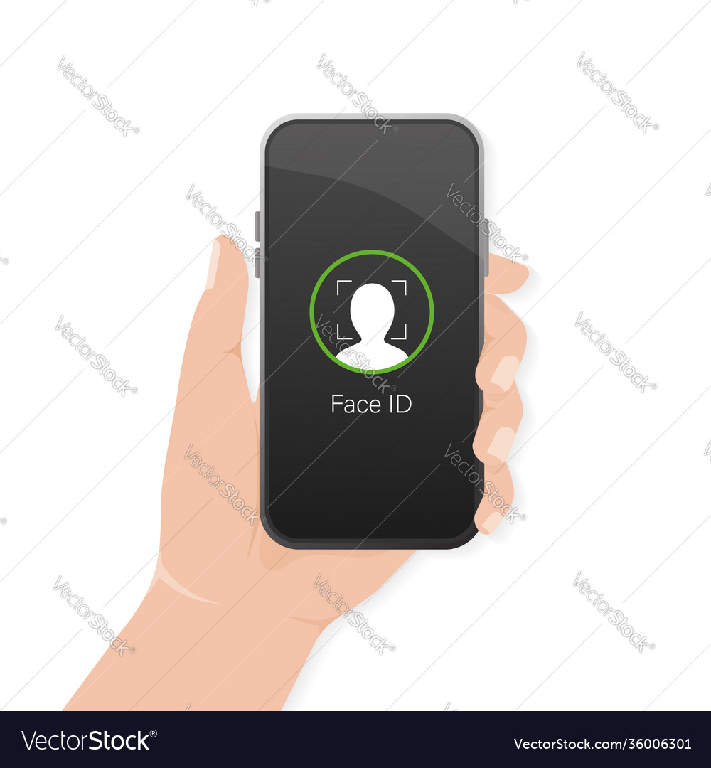 Mobile device concept face recognition Royalty Free Vector Mobile device concept face recognition Royalty Free Vector