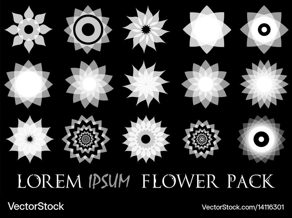 Pack of 15 transparent white abstract geometric Vector Image