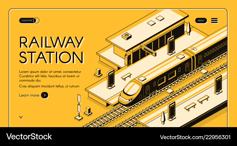 Railway transport company website template Vector Image