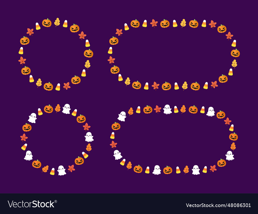 Round halloween frame border design with cartoon Vector Image