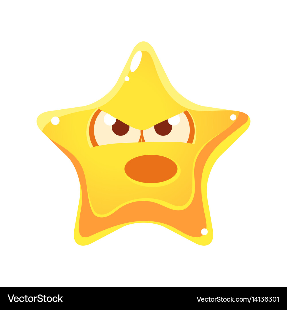Yellow star with emotional face angry Royalty Free Vector