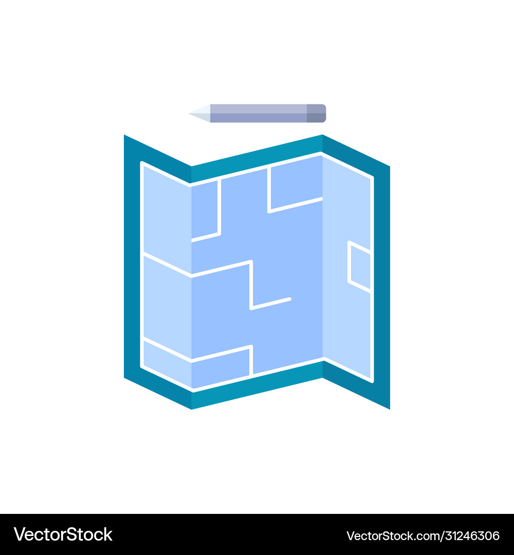 Blueprint and pencil icon symbol plan isolated Vector Image