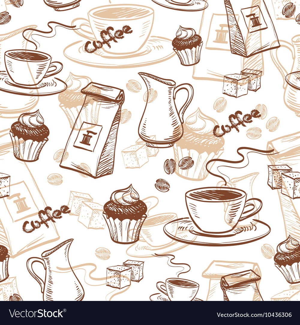 Coffee seamless pattern Royalty Free Vector Image