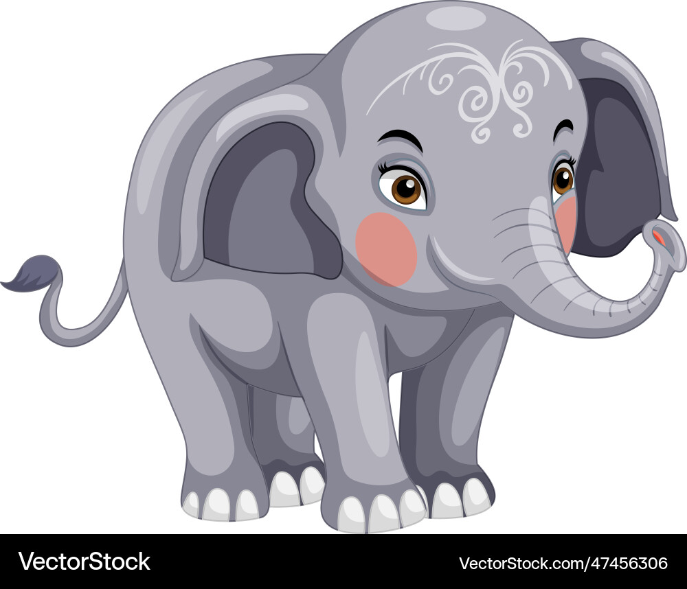 Cute elephant with painted face cartoon isolated Vector Image