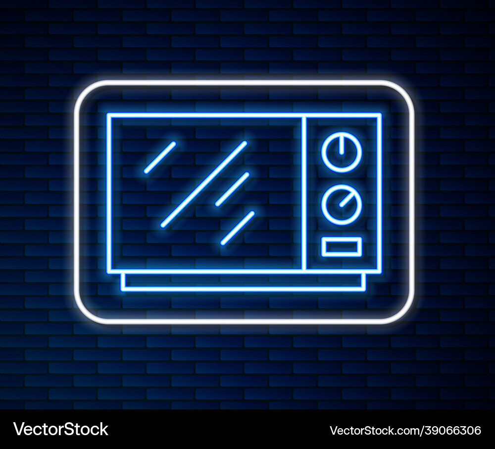 Glowing neon line microwave oven icon isolated Vector Image